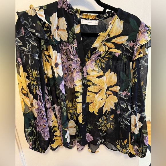 Mango | Tops | Mango Floral Chiffon Blouse | Poshmark